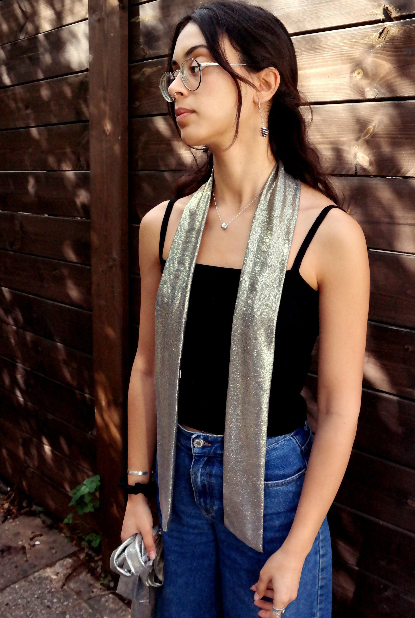 Shimmering Silver Lurex Scarf, Skinny Metallic Headband - Etsy