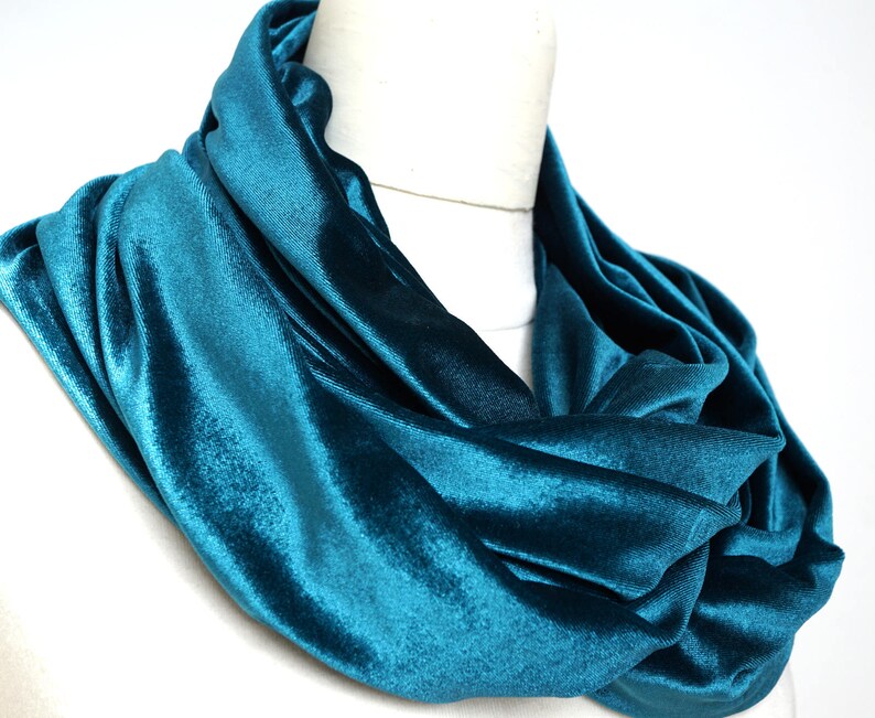 Velvet Scarf Teal Velvet Scarf Velvet Infinity Scarf Women - Etsy