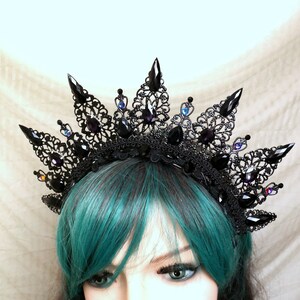 Black Evil Queen Crown, Dark Fairy Crown, Gothic Witch Headdress ...
