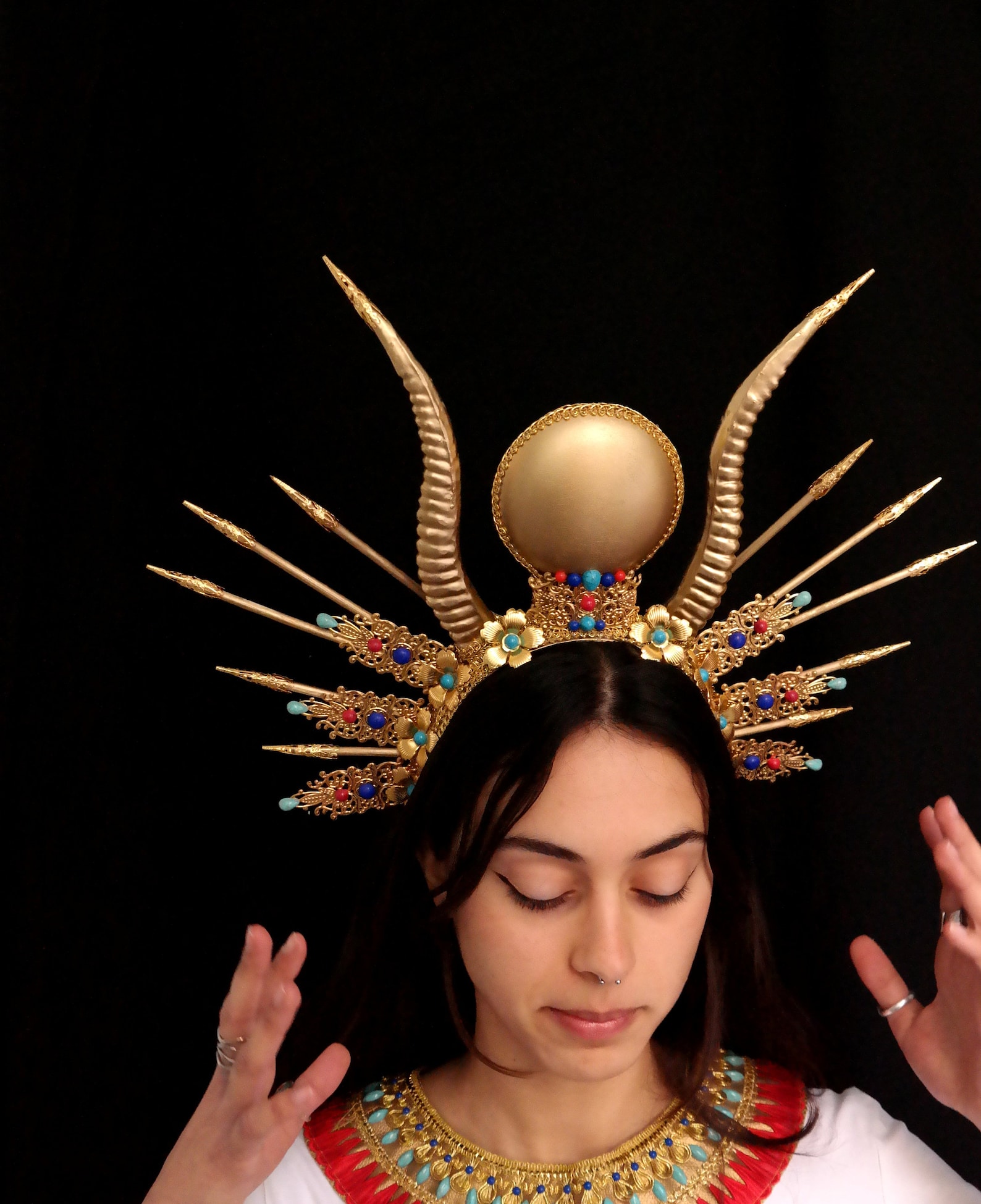 Egyptian Headpiece, Egyptian Goddess Crown, Gold Headdress, Cleopatra ...