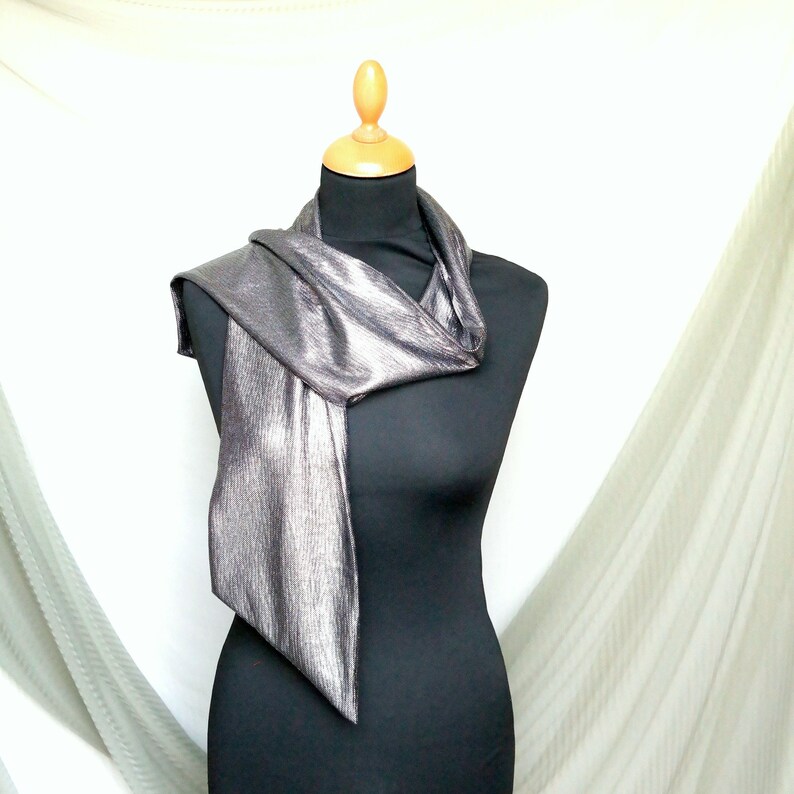 Metallic Silver Scarf Silver Skinny Scarf Silver Print - Etsy