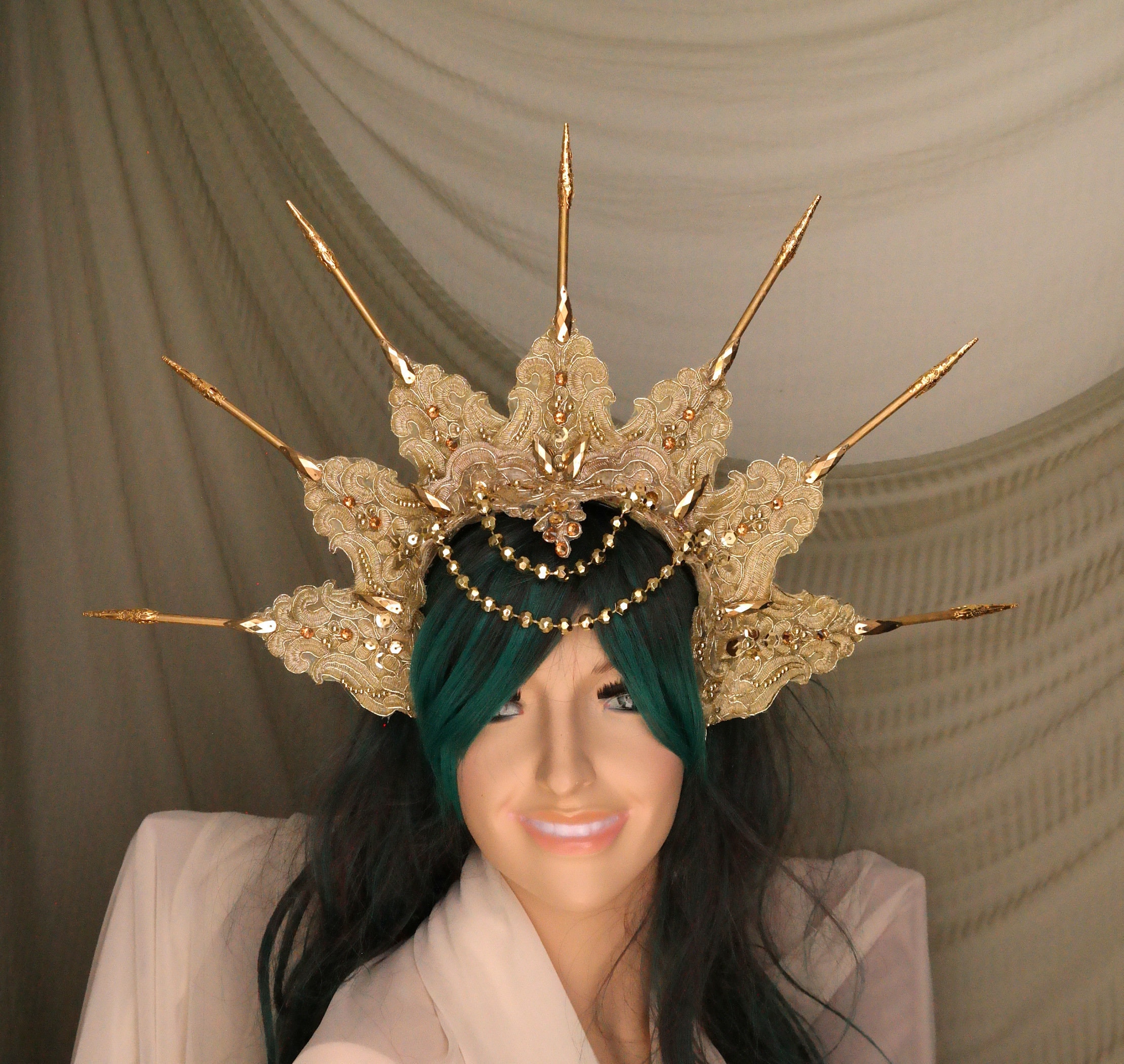 Gold Goddess Headpiece Spiked Halo Headdress Halo Headdress | Etsy