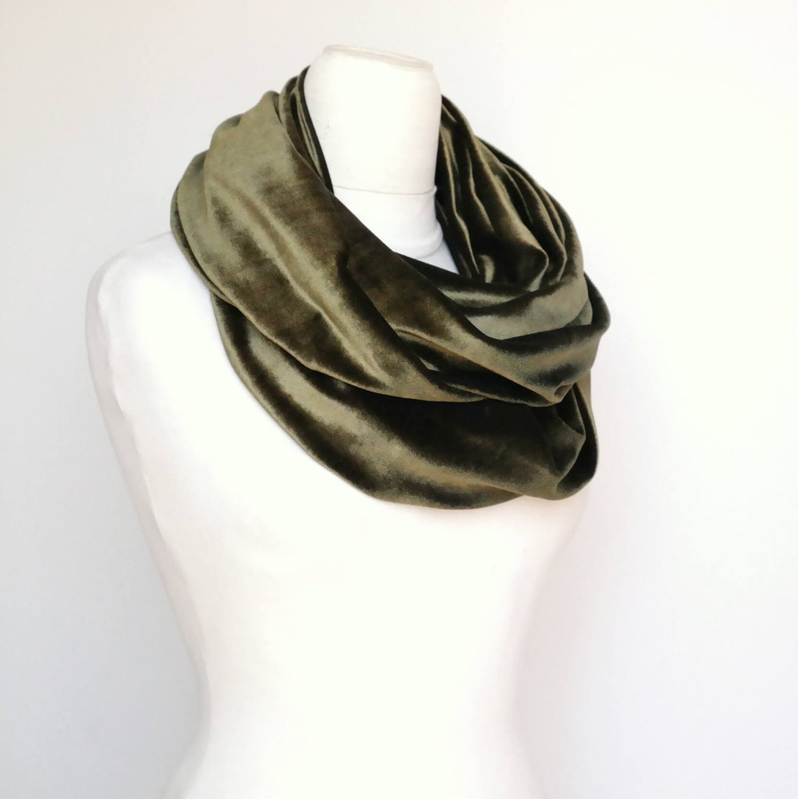 Olive Green Scarf, Velvet Green Scarf, Autumn Gift Scarf, Velvet ...