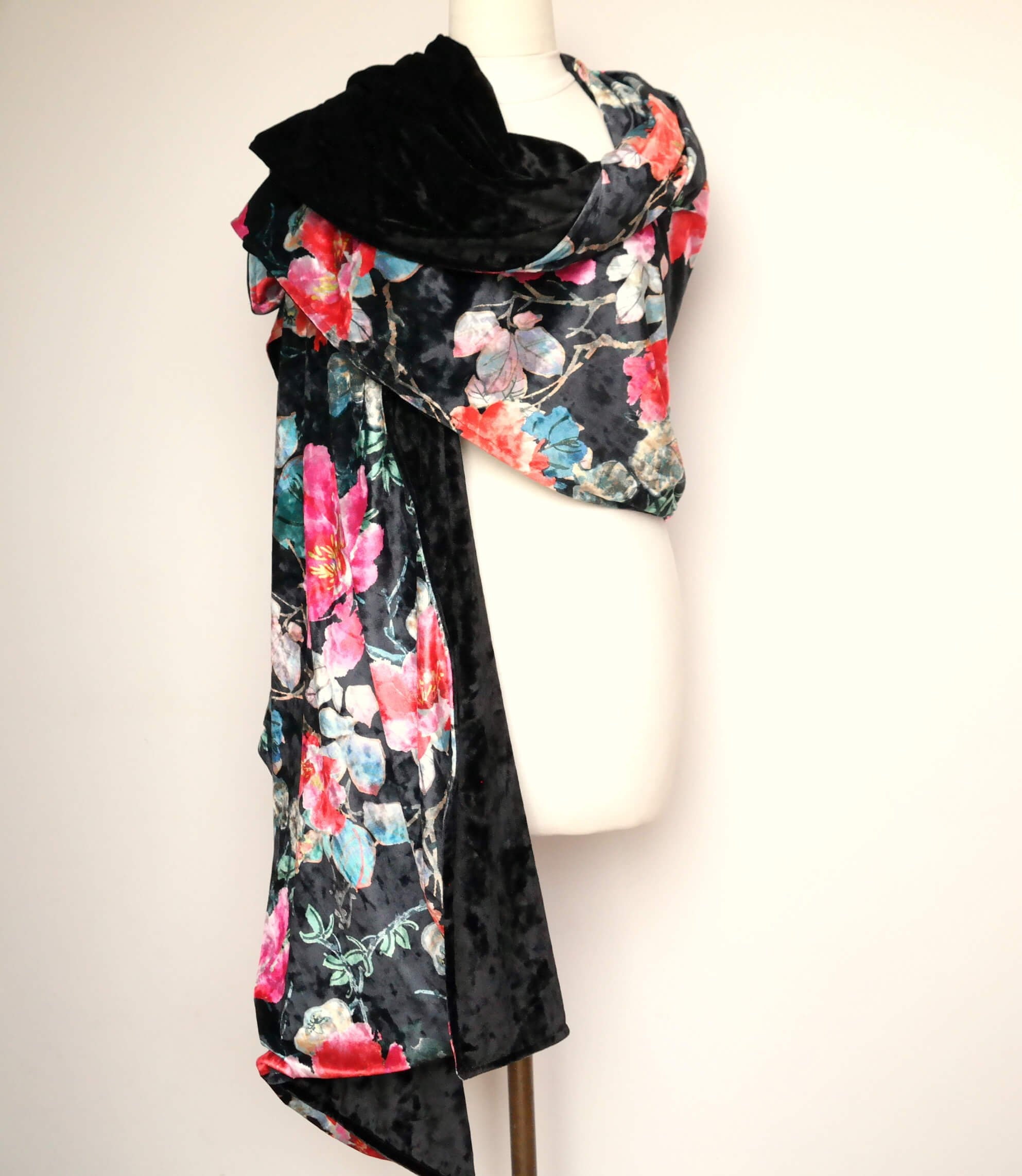 Black Velvet Shawl, Velvet Wrap Shawl, Women Shawl, Adult Scarf, Velvet ...