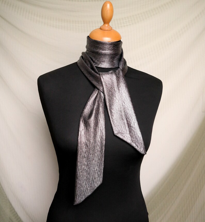 Metallic Silver Scarf Silver Skinny Scarf Silver Print | Etsy UK