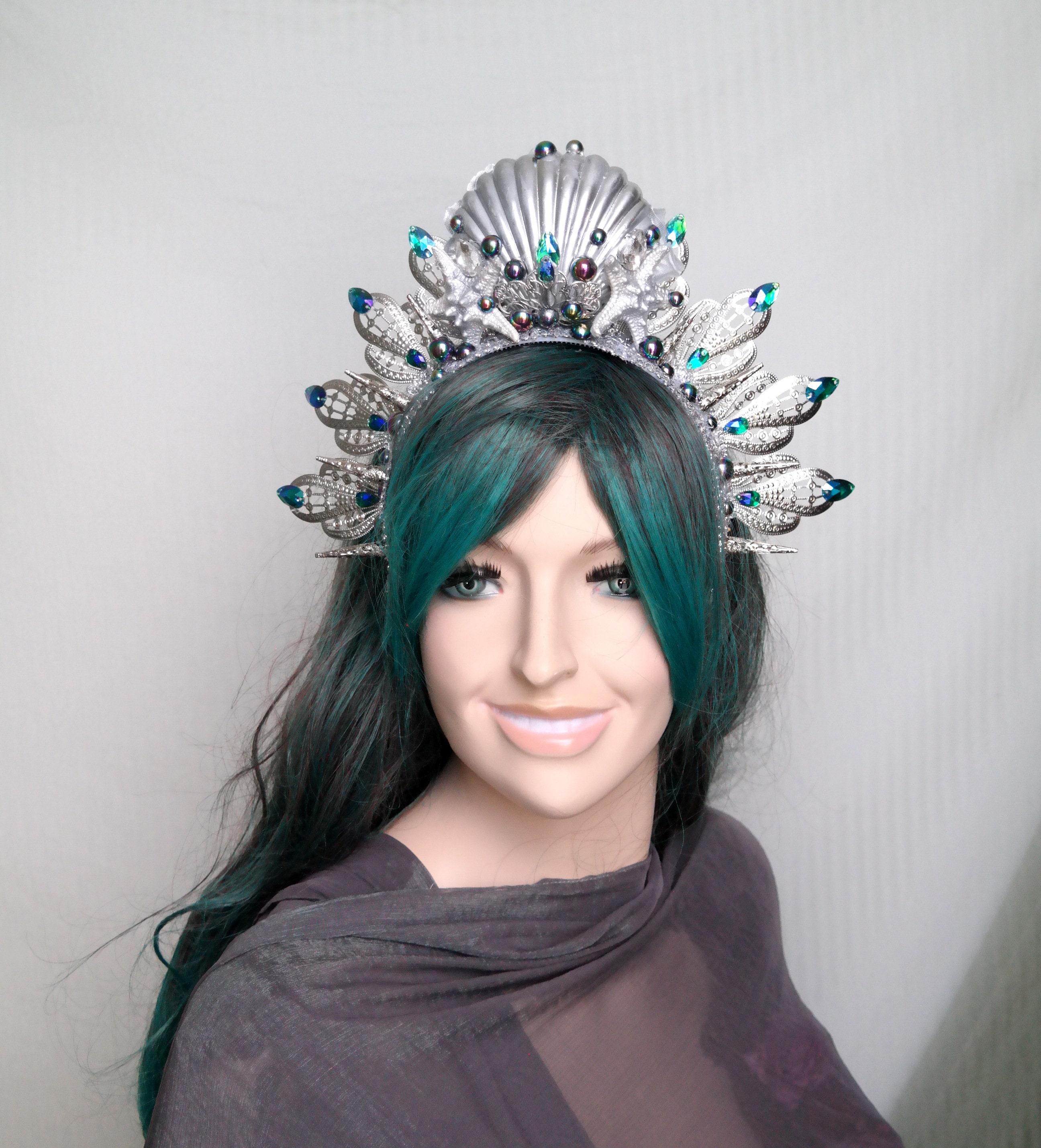 Mermaid Headpiece, Blue Green Mermaid Crown, Mermaid Crown Tiara ...