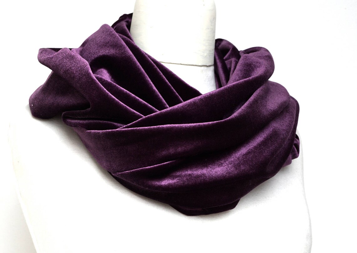 Velvet Scarf Purple Velvet Scarf Velvet Infinity Scarf | Etsy