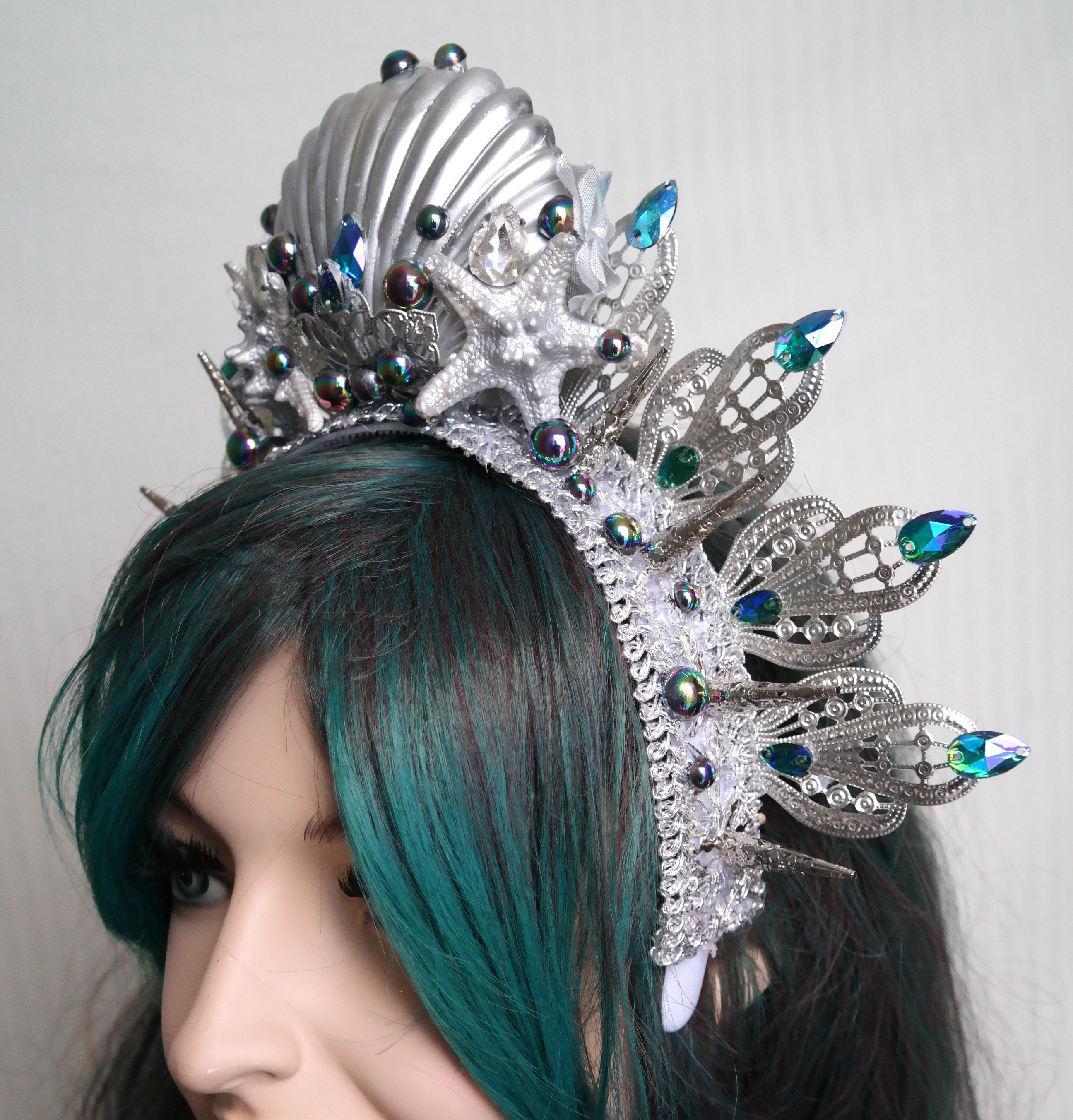 Mermaid Headpiece, Blue Green Mermaid Crown, Mermaid Crown Tiara ...