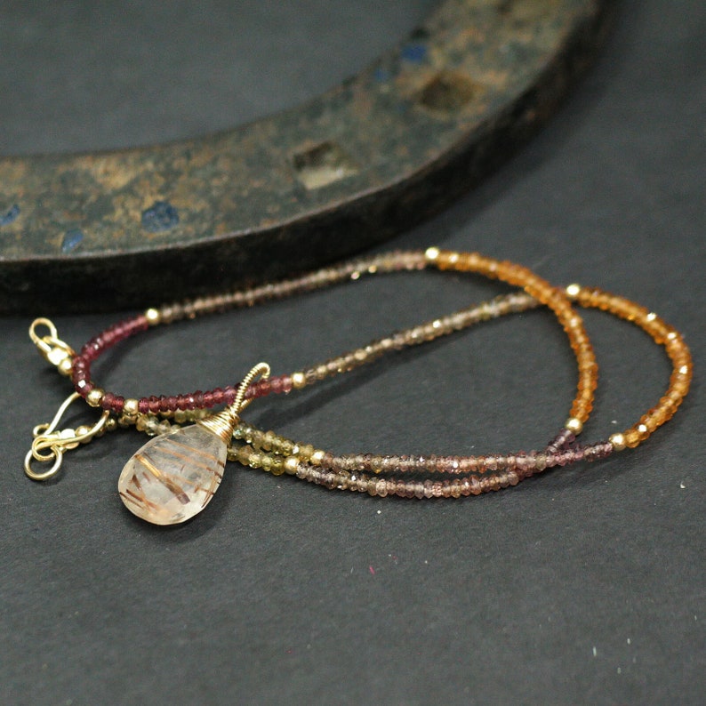 Rutilated Quartz and Tunduru Sapphire Necklace Copper Rutile | Etsy