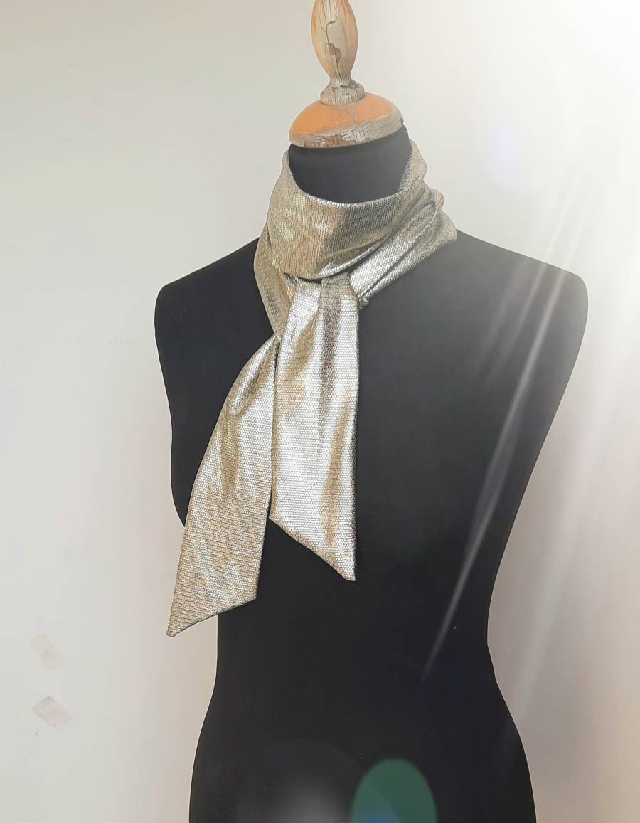 Shimmering Silver Lurex Scarf, Skinny Metallic Headband - Etsy