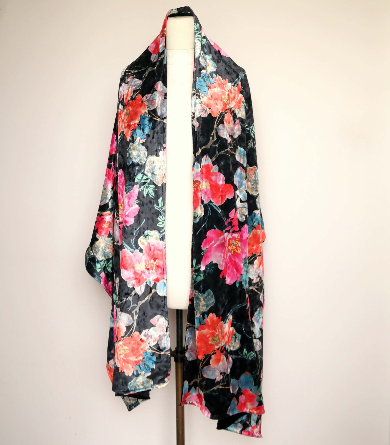 Black Velvet Shawl, Velvet Wrap Shawl, Women Shawl, Adult Scarf, Velvet ...
