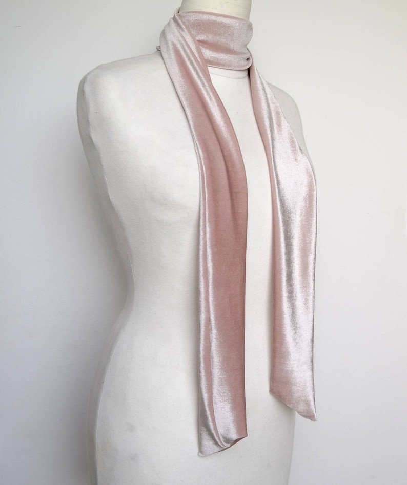 Blush Pink Velvet Scarf Skinny Scarf Velvet Scarf Headband - Etsy