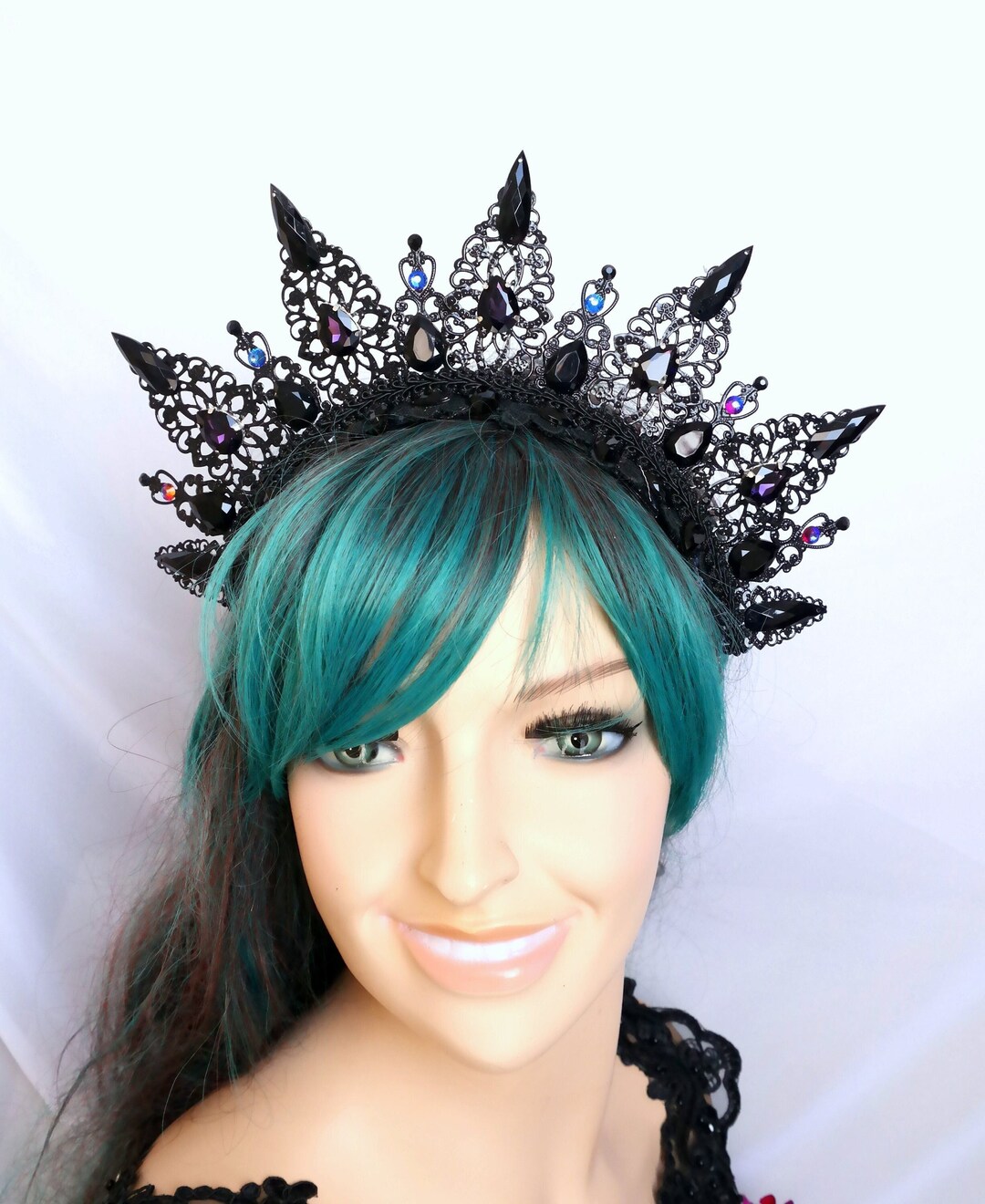 Black Evil Queen Crown, Dark Fairy Crown, Gothic Witch Headdress ...