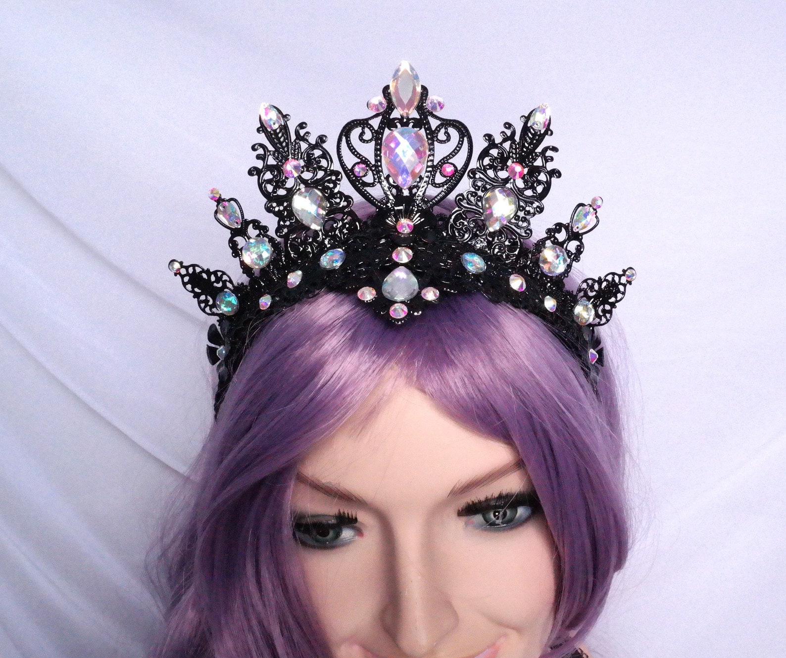 Black Evil Queen Crown, Dark Fairy Crown, Gothic Witch Headdress ...