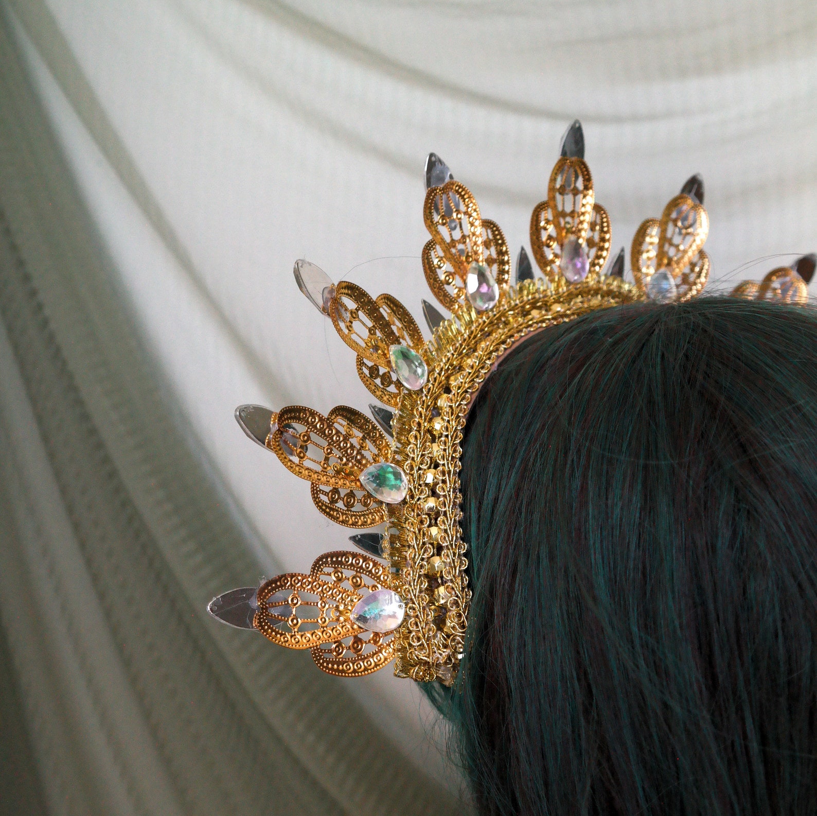 Gold goddess headpiece Gold Tiara Crown Halo Headdress | Etsy