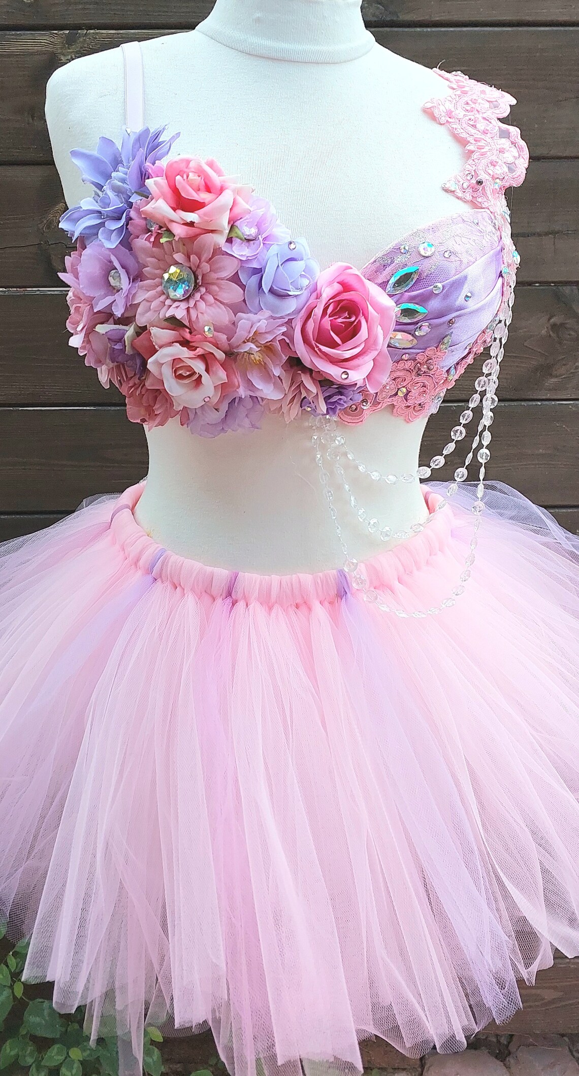 Adult Fairy Costume, Fairy Rave Bra and Tutu, Pink Rave Bra, Rave ...