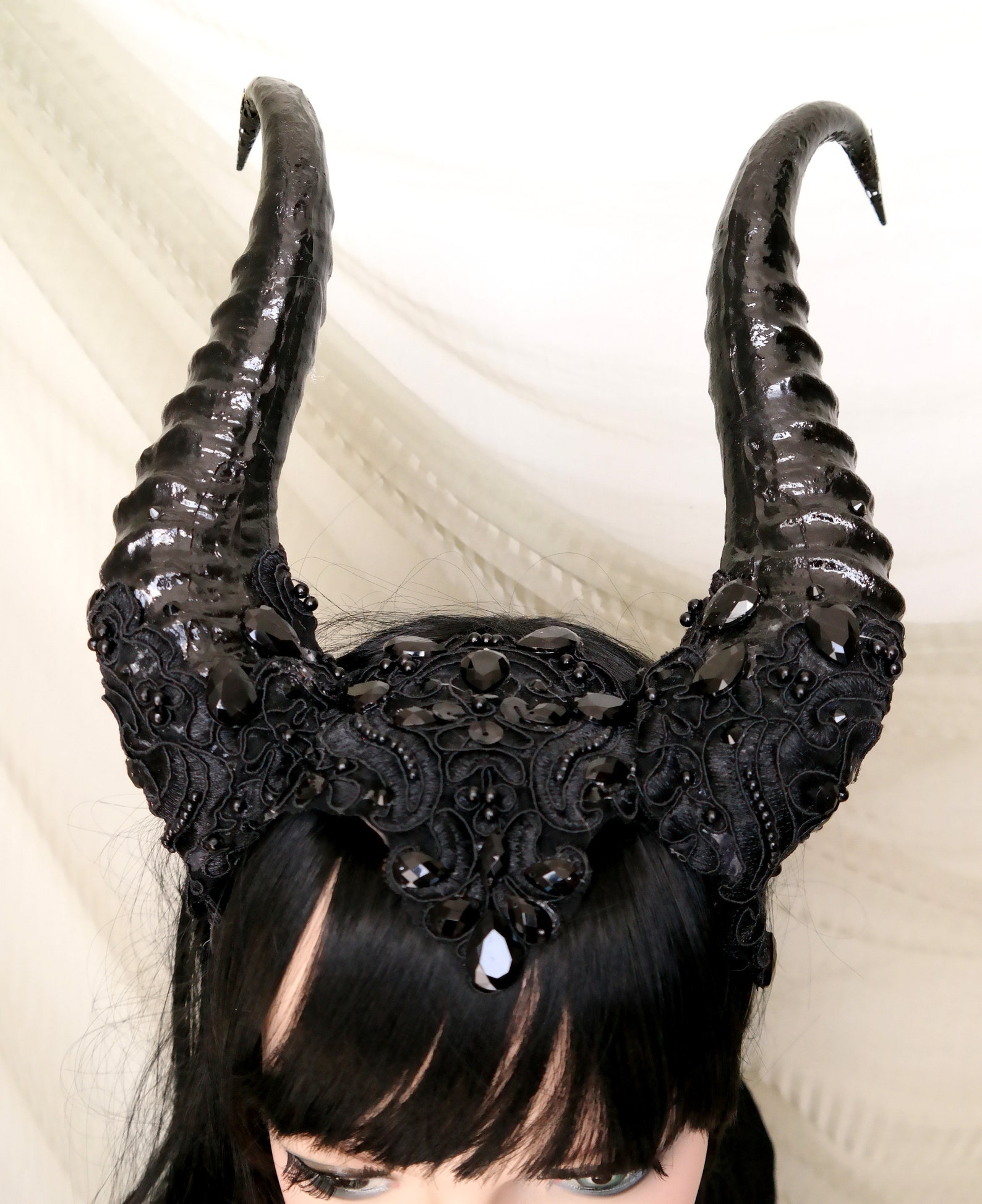 Maleficent Horns Headpiece Succubus Horn Headdress Dragons - Etsy