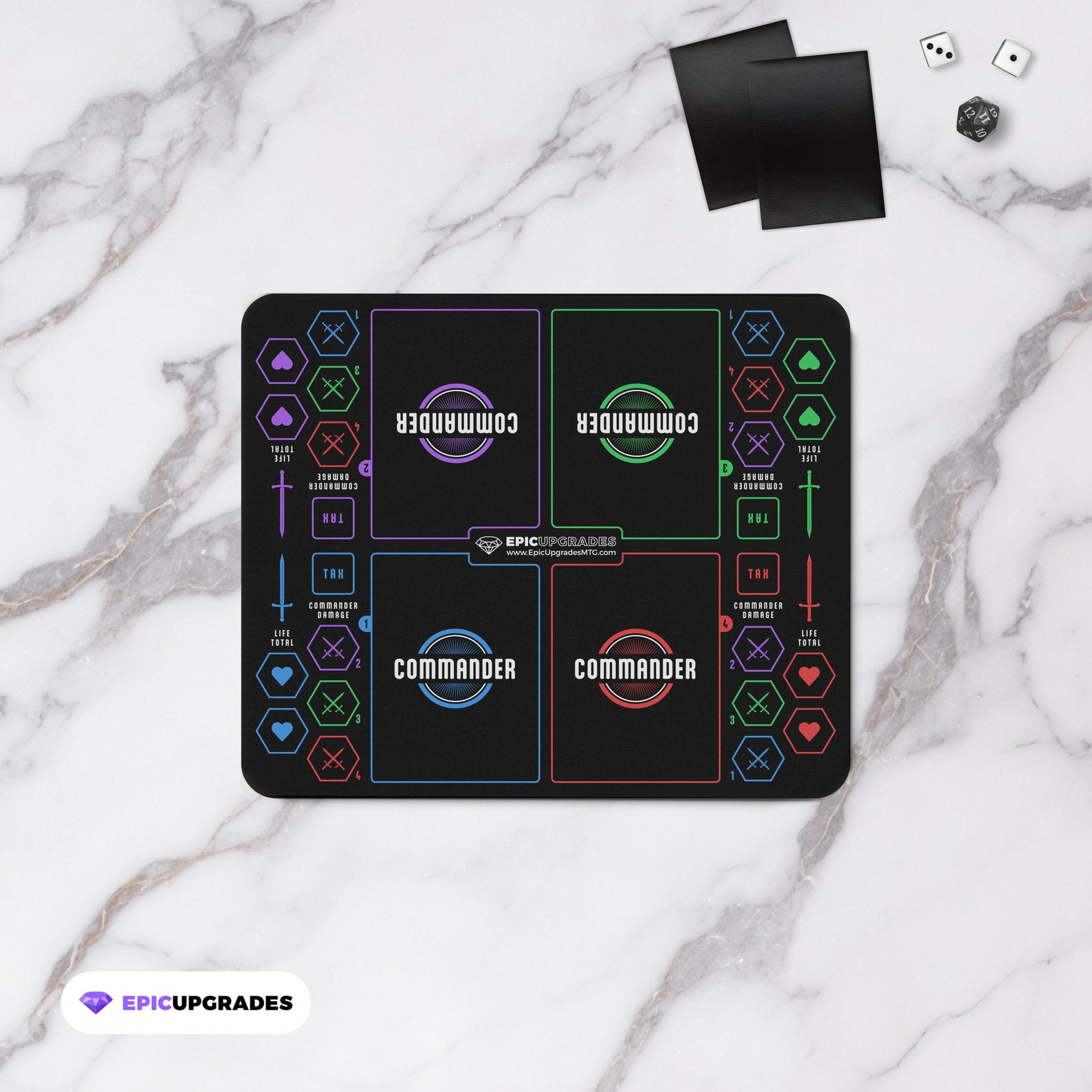 Mini Commander Zone Mat 9.5x7.75 Compact EDH Life Tax and CMDR Damage ...