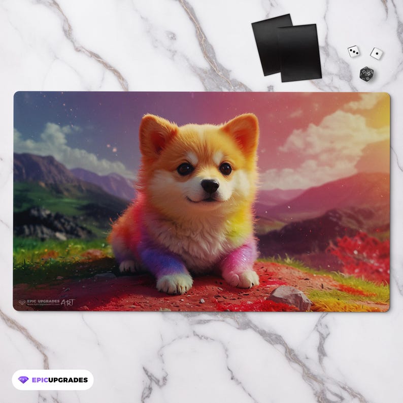 Prismatic Pals - Cute Puppy Playmat | 24"x14" Adorable Corgi Baby ...