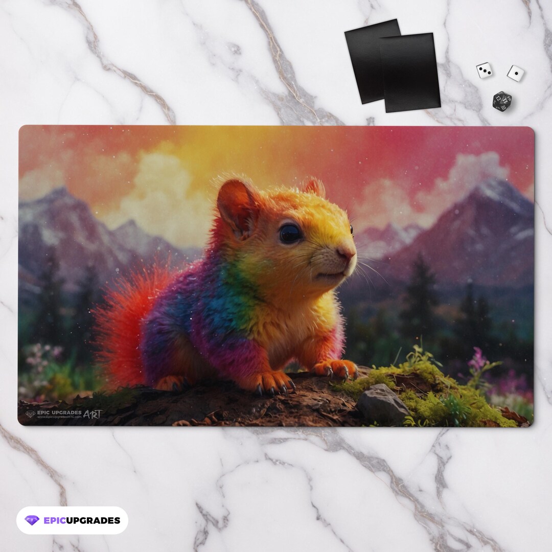 Prismatic Pals - Cute Squirrel Playmat | 24"x14" Adorable Baby Rodent ...