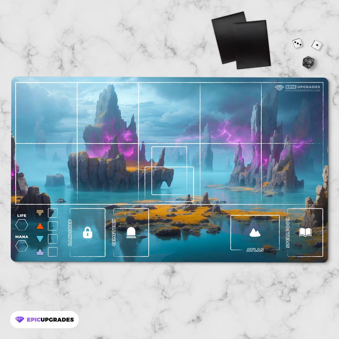 Sorcery Contested Realm Compatible Playmat – 24x14” Tracking, Grid, and ...