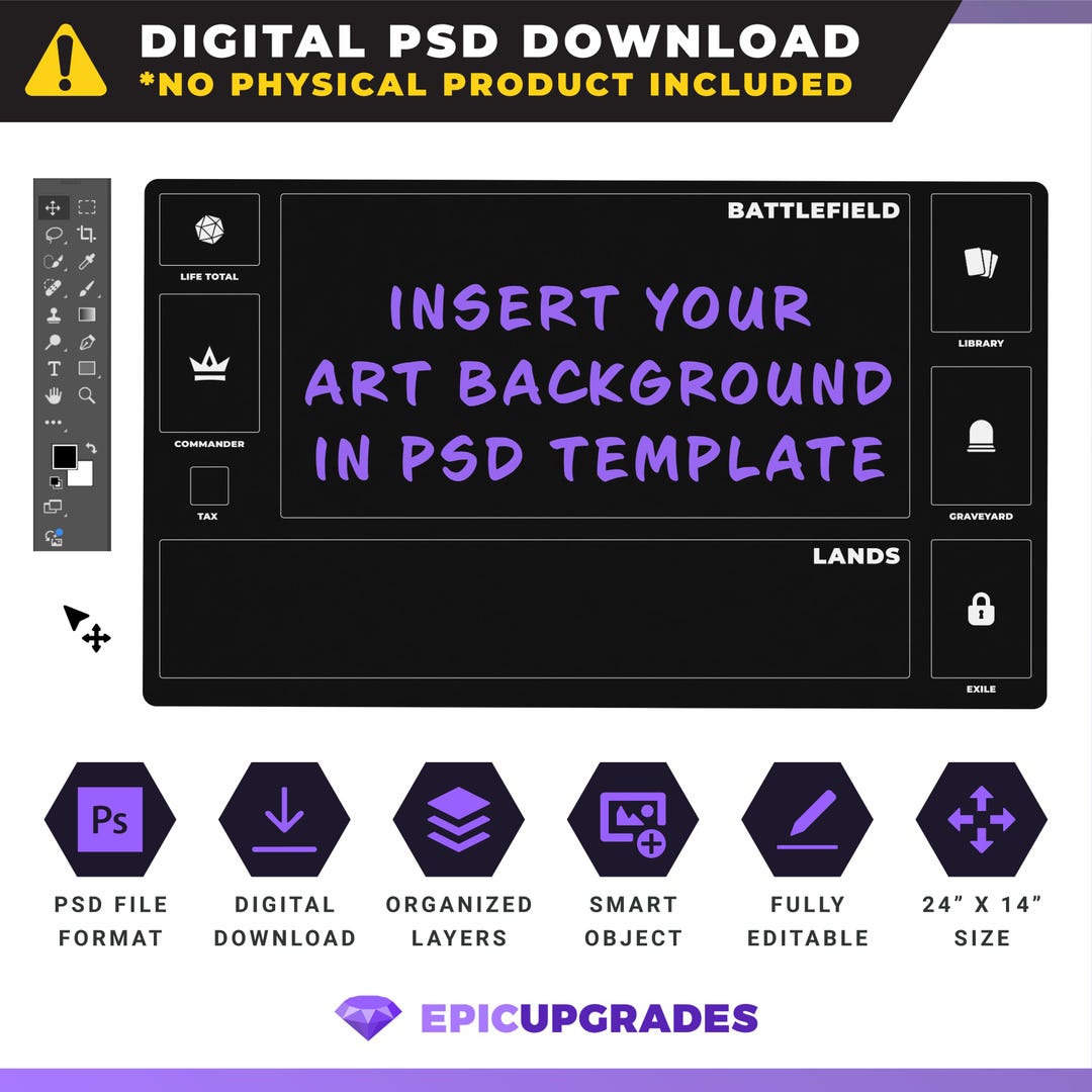 Digital Download PSD for MTG Playmat Zone Overlay 24"x14" Magic the ...