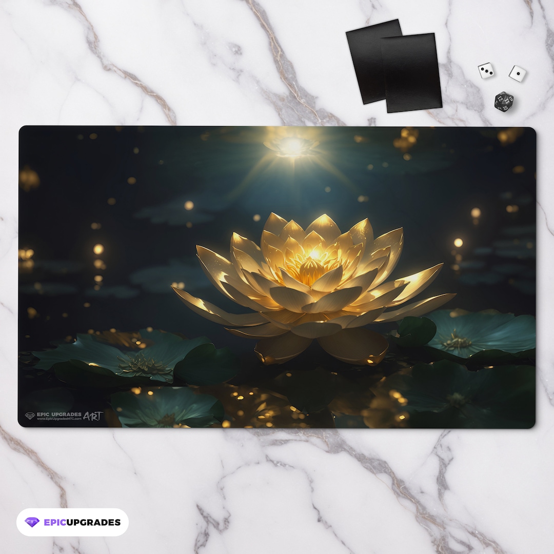 Gilded Lotus Inspired Playmat - Iconic Wonders | 24"x14" Reimagined ...