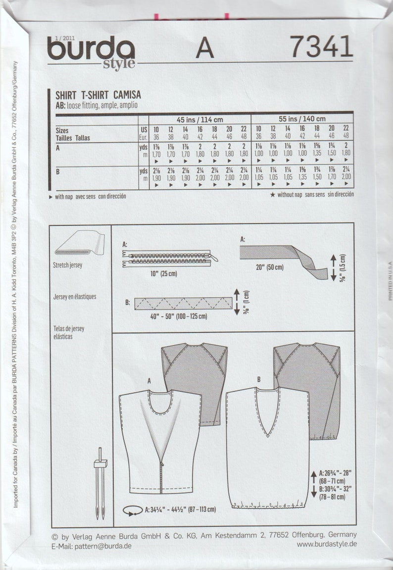 Burda Uncut Top Pattern 7341 Sizes 10-12-14-16-18-20-22 - Etsy