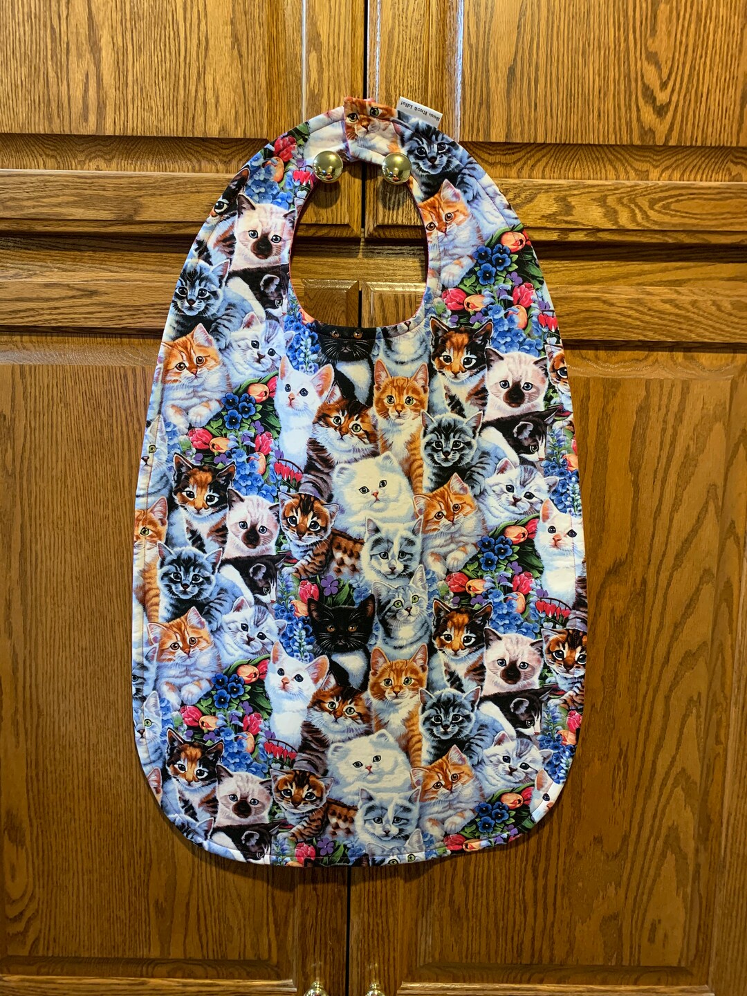 Reversible Adult Bib Cute Kitten Collage/pink Print - Etsy