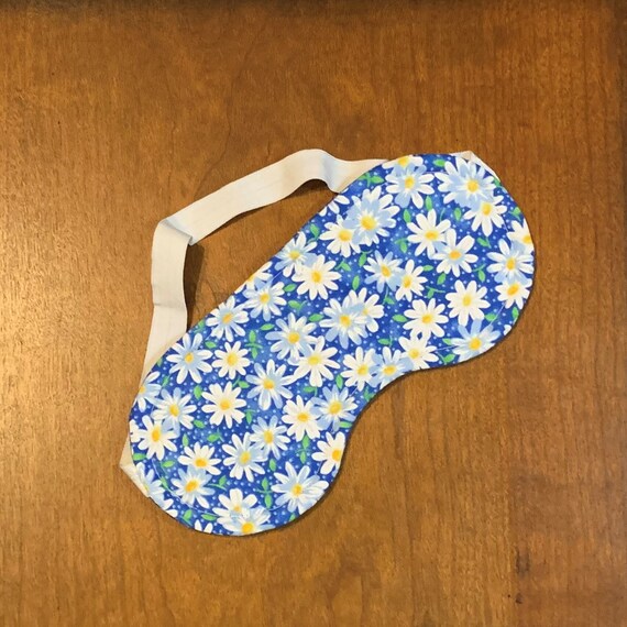 Sleep Mask Cute Daisies on Blue Cotton Print With | Etsy