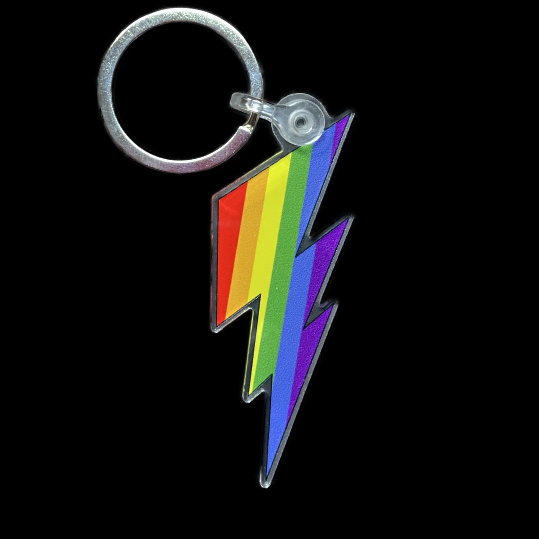 Pride Lightning Bolt Keyring Charm - Etsy