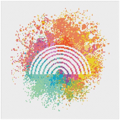 Rainbow Lotus Cross Stitch Pattern Modern Xstitch Chart Pdf | Etsy