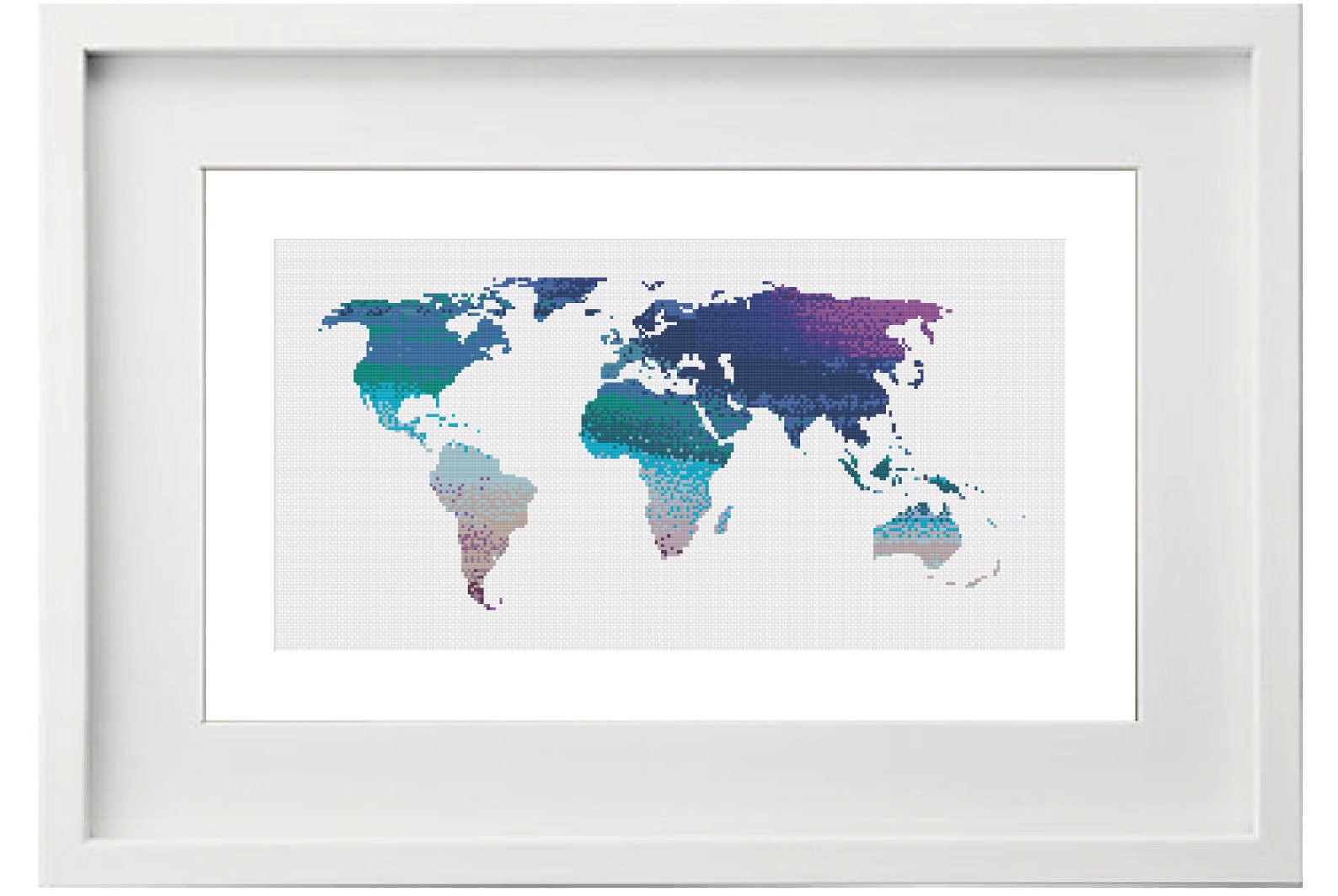 World Map Cross Stitch Pattern Landscape Cross Stitch | Etsy