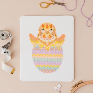 Mandala Easter Chick Cross Stitch Pattern | Geometric Sewing Project | Animal Embroidery for ...