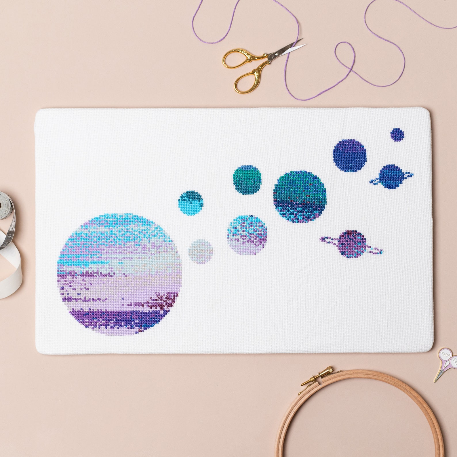 Planet Cross Stitch Pattern | Space Cross Stitch | Celestial Cross ...