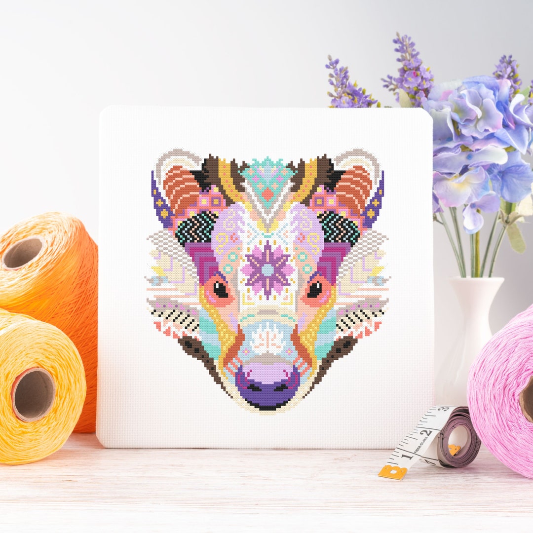 Mandala Badger Cross Stitch Pattern Geometric Sewing Project Animal ...