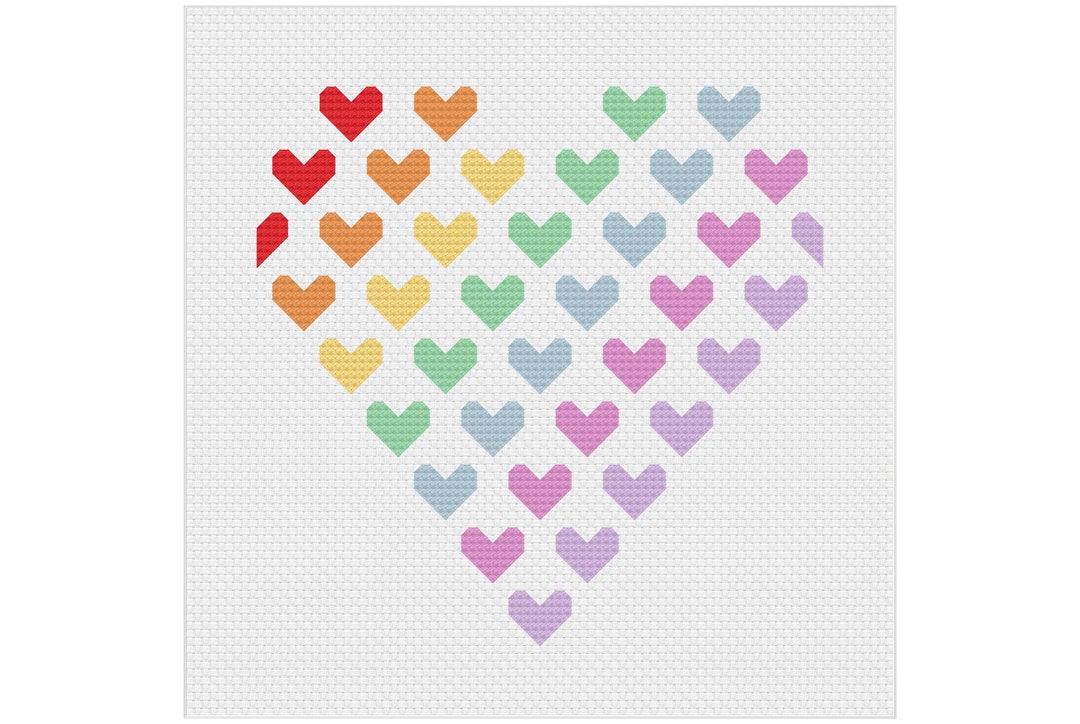 Heart Cross Stitch Pattern, Love Cross Stitch, Modern Cross Stitch ...