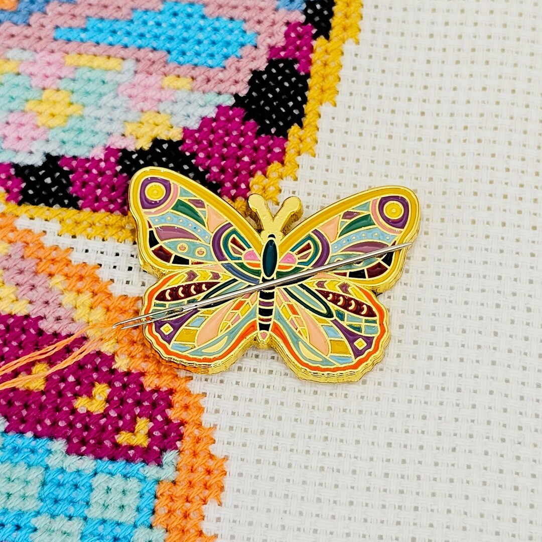 Mandala Butterfly Magnetic Needle Minder | Insect Needle Keeper ...
