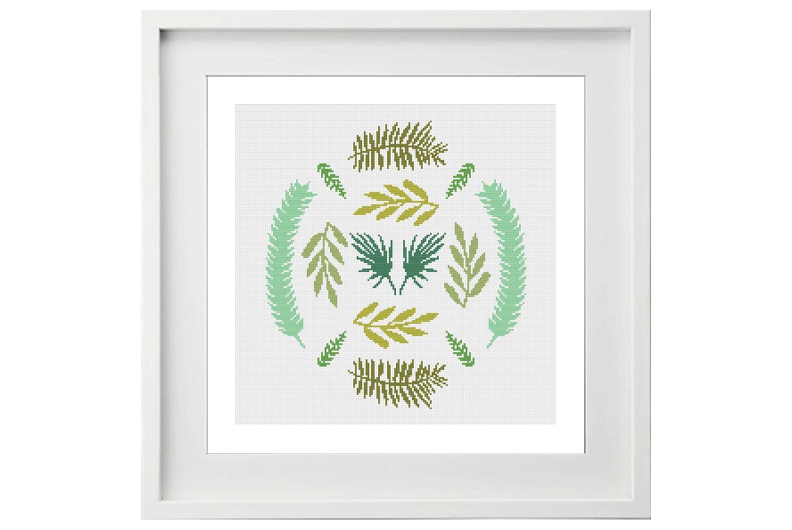 Fern Cross Stitch Pattern Floral Cross Stitch Modern Cross - Etsy