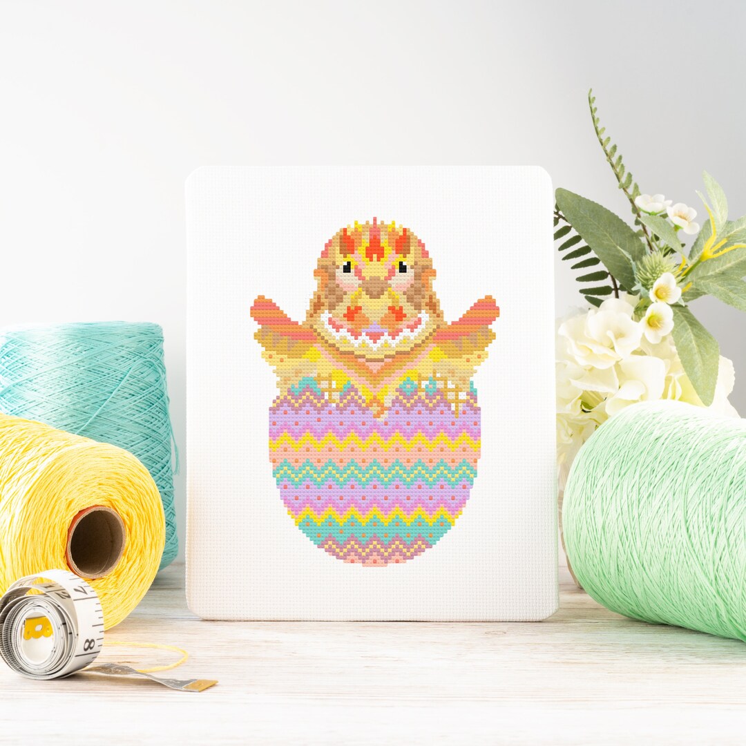Mandala Easter Chick Cross Stitch Pattern Geometric Sewing Project ...