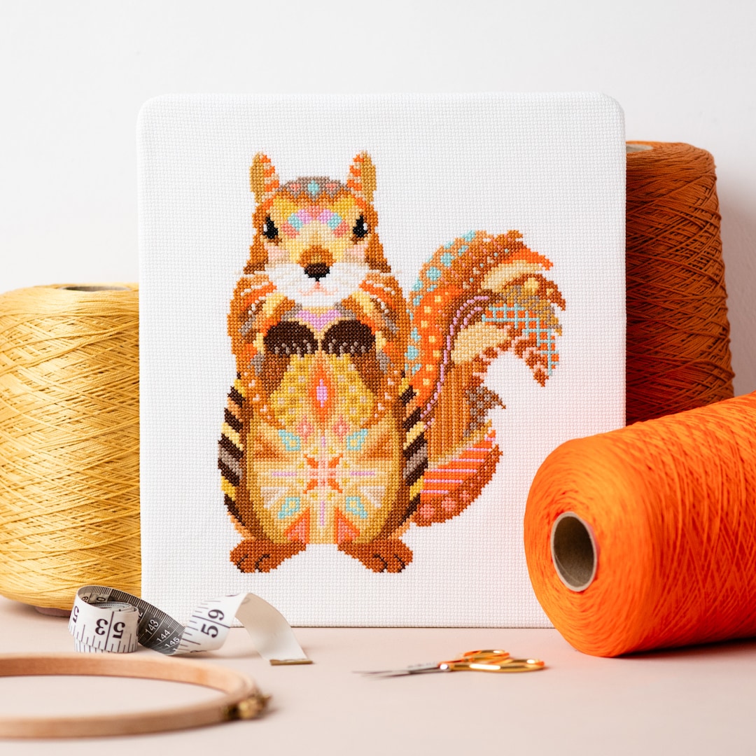 Mandala Squirrel Cross Stitch Pattern | Geometric Sewing Project ...