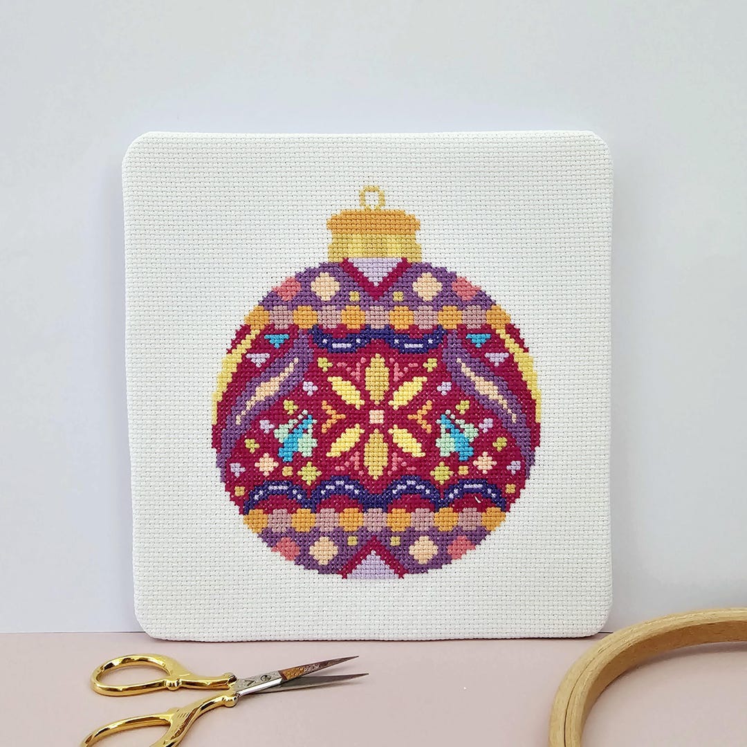 Mandala Bauble Cross Stitch Pattern | Geometric Sewing Project | Modern ...