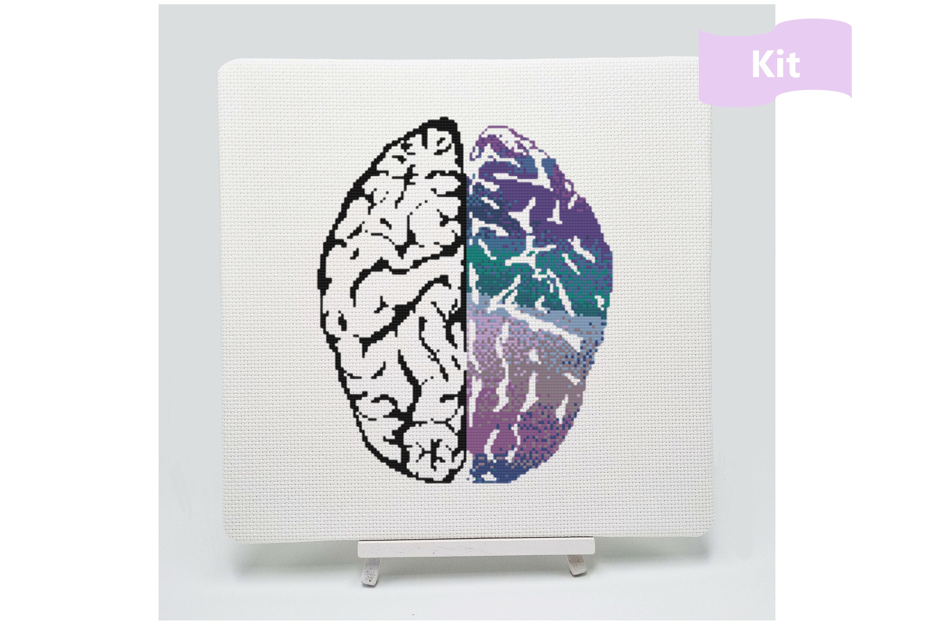 Brain Cross Stitch Kit Anatomy Cross Stitch Subversive - Etsy