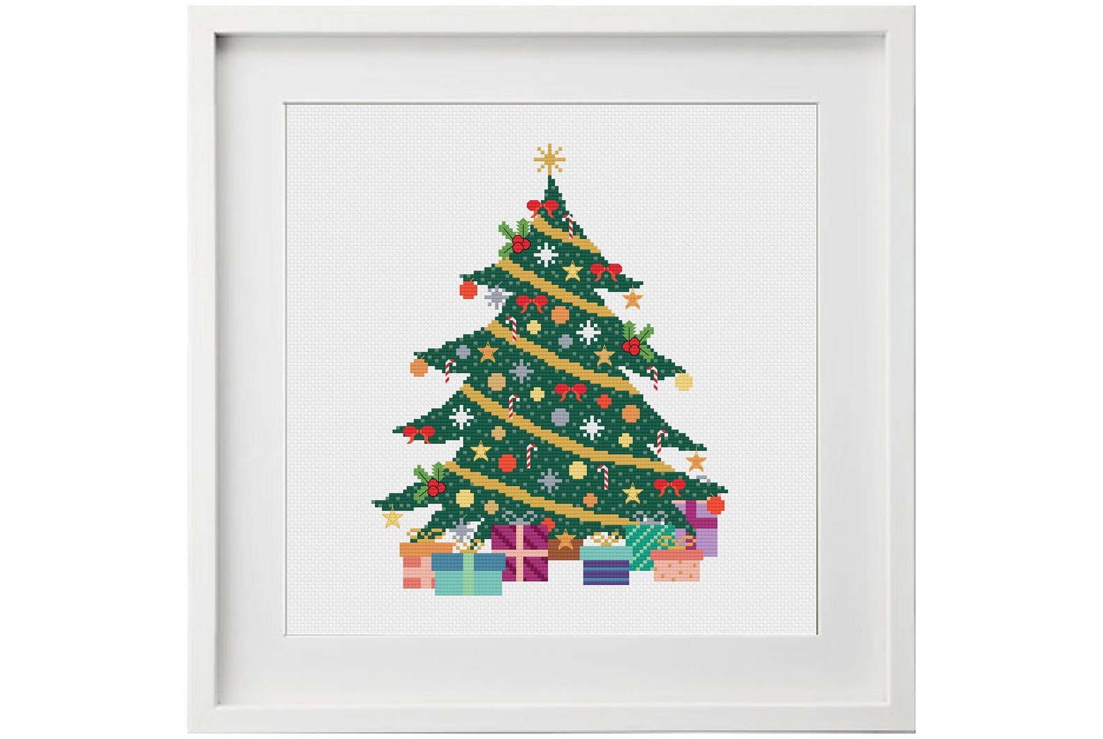 Christmas Tree Cross Stitch Pattern Festive Cross Stitch | Etsy