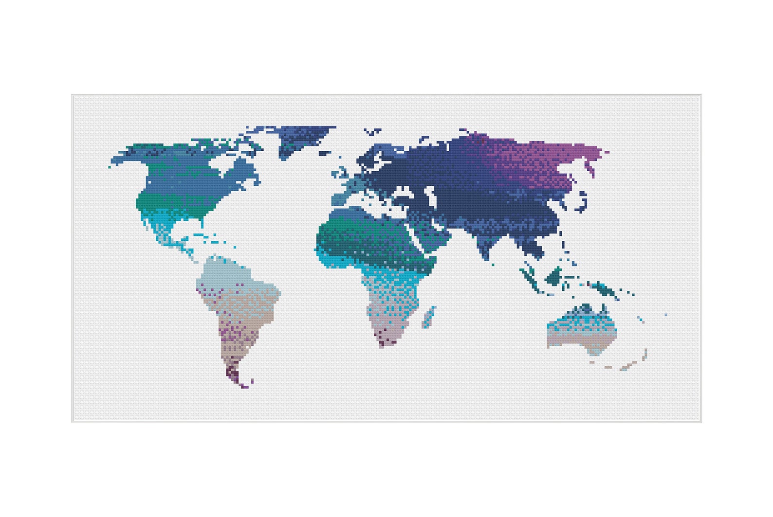 World Map Cross Stitch Pattern Landscape Cross Stitch | Etsy
