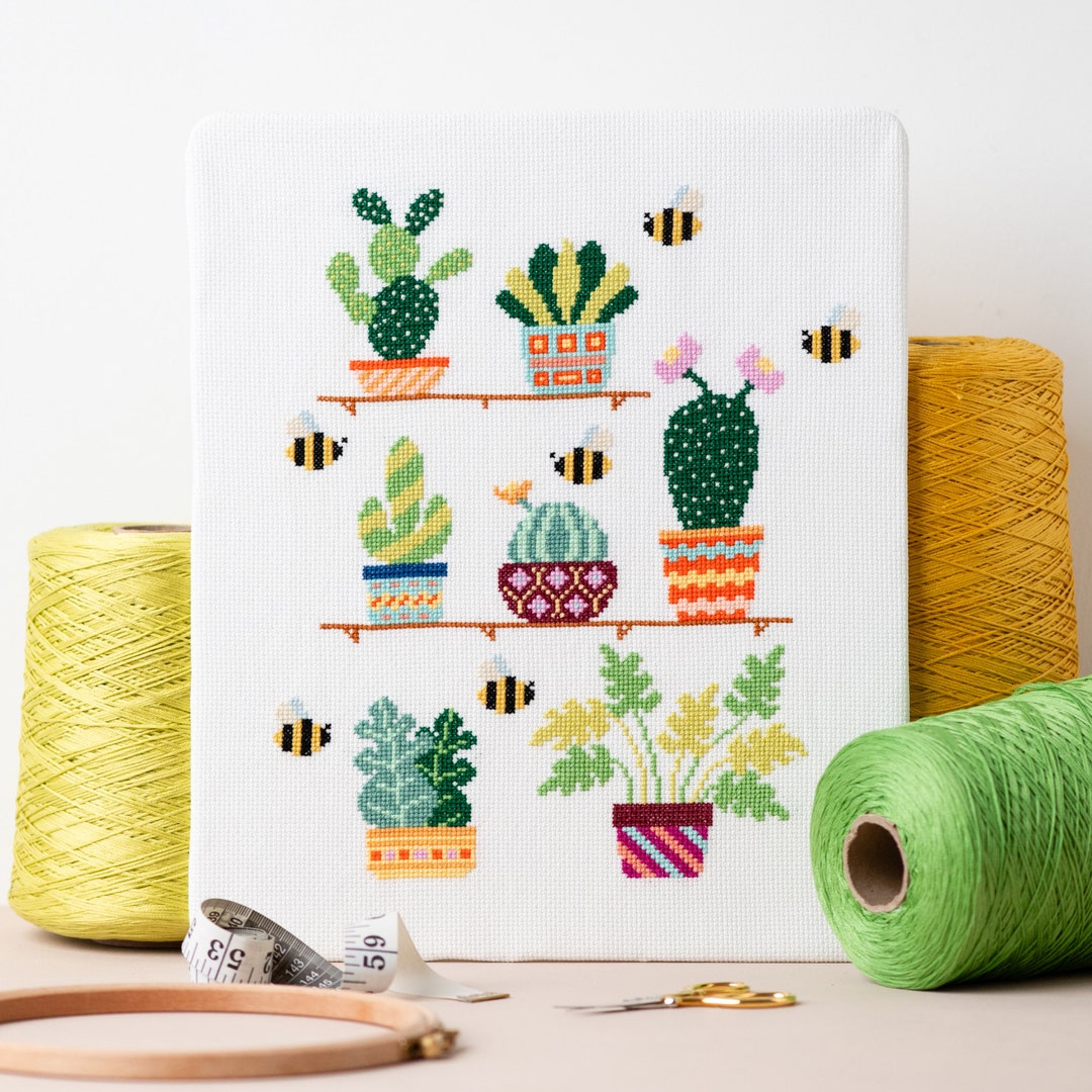 Cactus Cross Stitch Kit | Succulent Cross Stitch | Floral Cross Stitch ...
