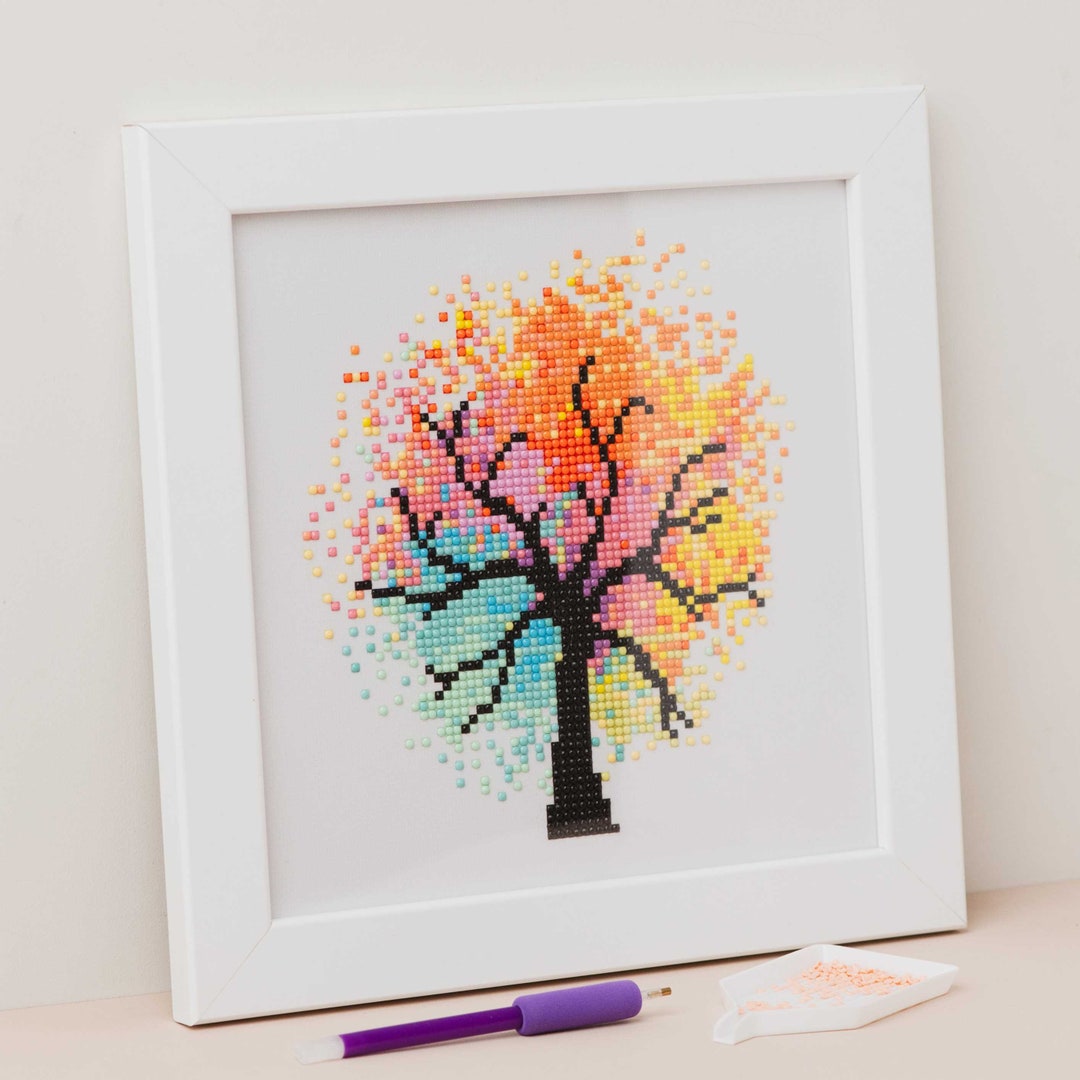 Watercolour Tree Diamond Painting Kit | Round Drill Diamond Art | 5D ...