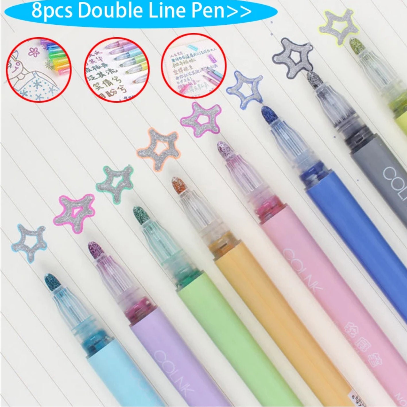 Erasable felt tip pens. Double Ended and Double Lined Pens. | Etsy