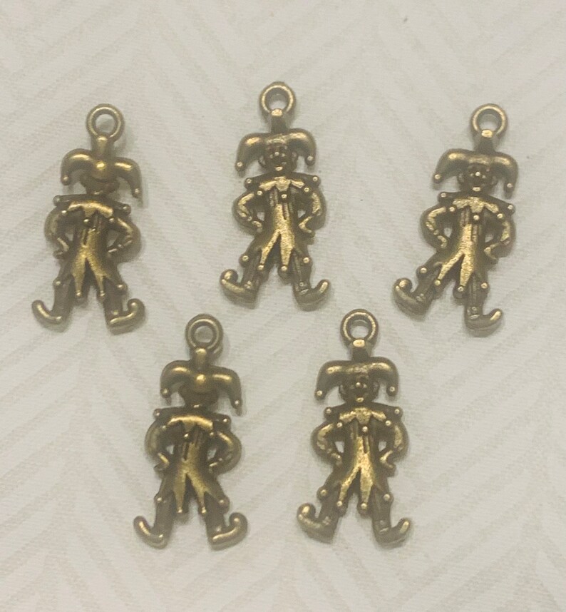 Jester Clown Charm Antique Gold Color Mardi Gras for Bracelets or ...