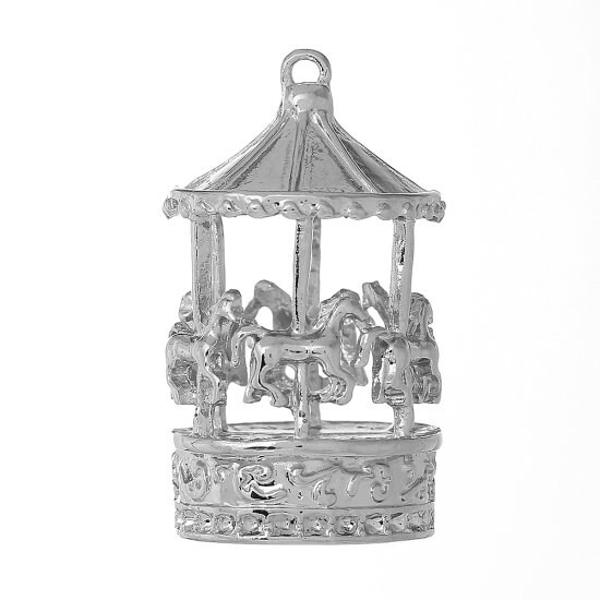1 Piece Carousel Merry Go Round Silver Color Large Size 3.8 CM Tall ...